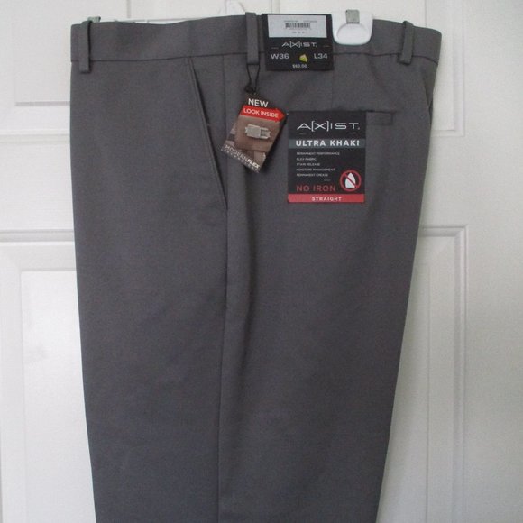 Axist | Pants | Axist Mens Flat Front Khaki Gray Straight Leg Golf Pant ...